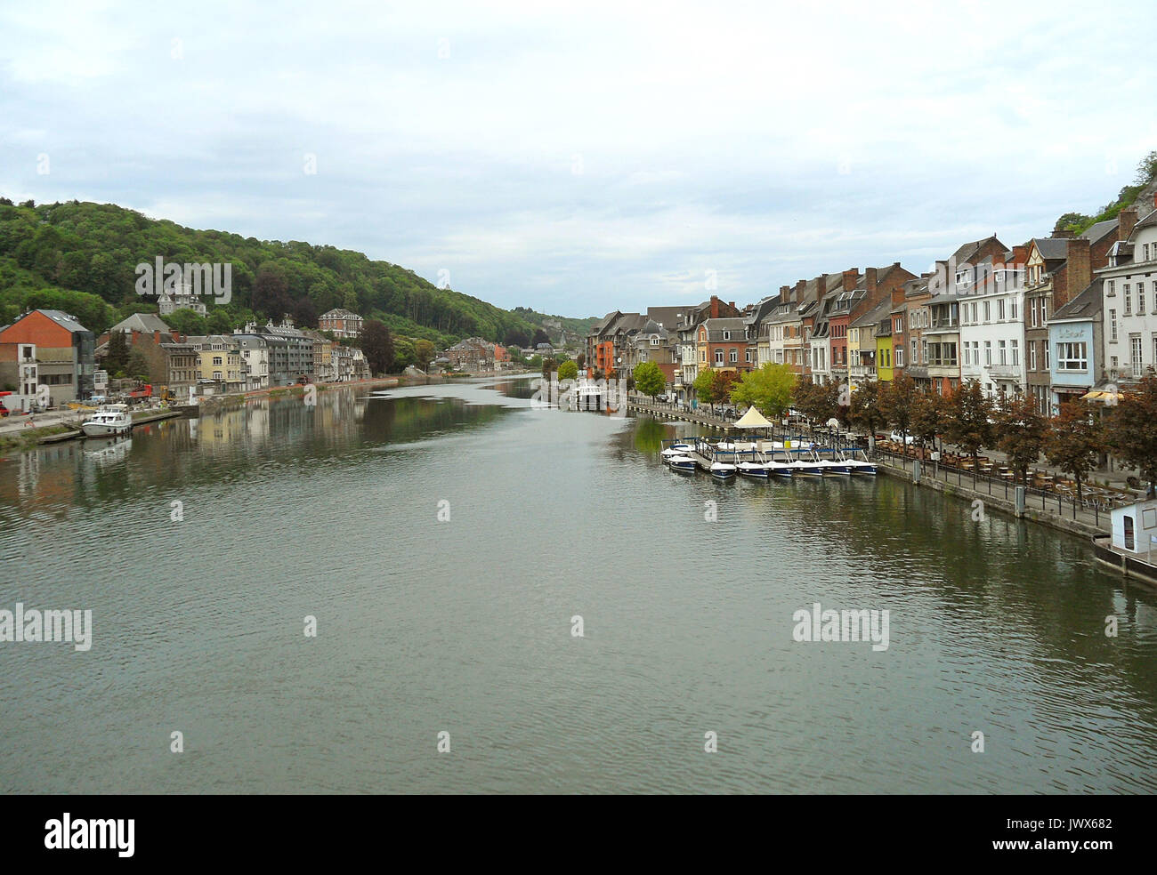 The Meuse river at the historic beautiful town of Dinant, Wallonia ...