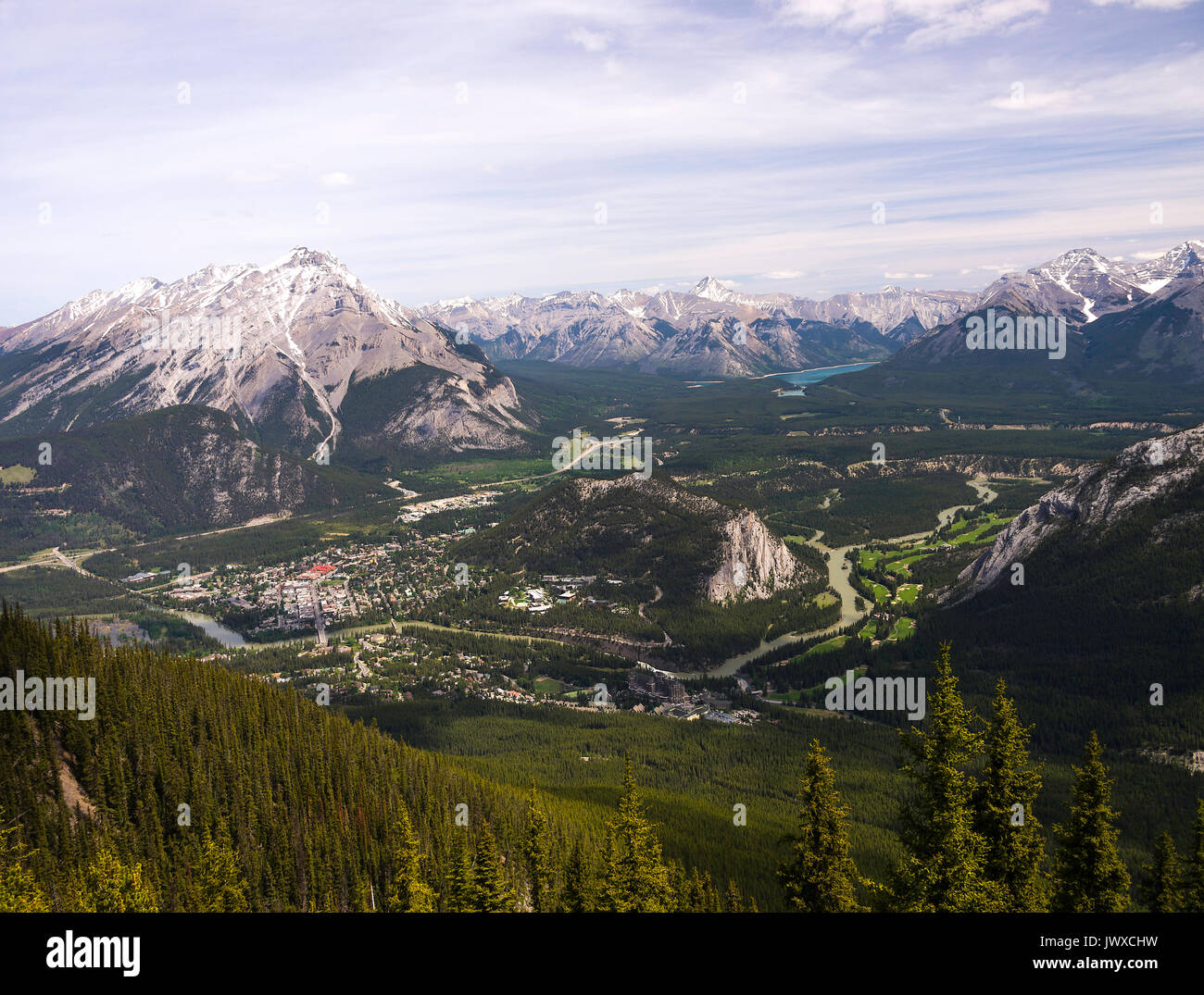 Aerial View of Banff from the Top of the Gondola Ride in the Rocky ...