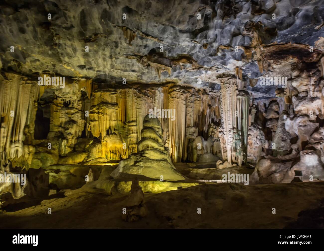 Flowstones in the famous Cango Caves in South Africa during summer ...