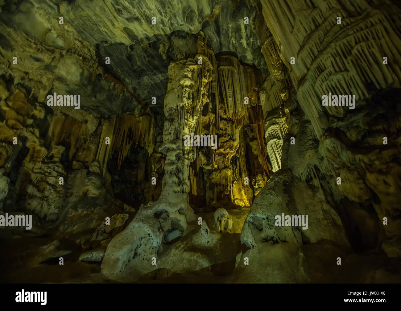 Flowstones in the famous Cango Caves in South Africa during summer ...