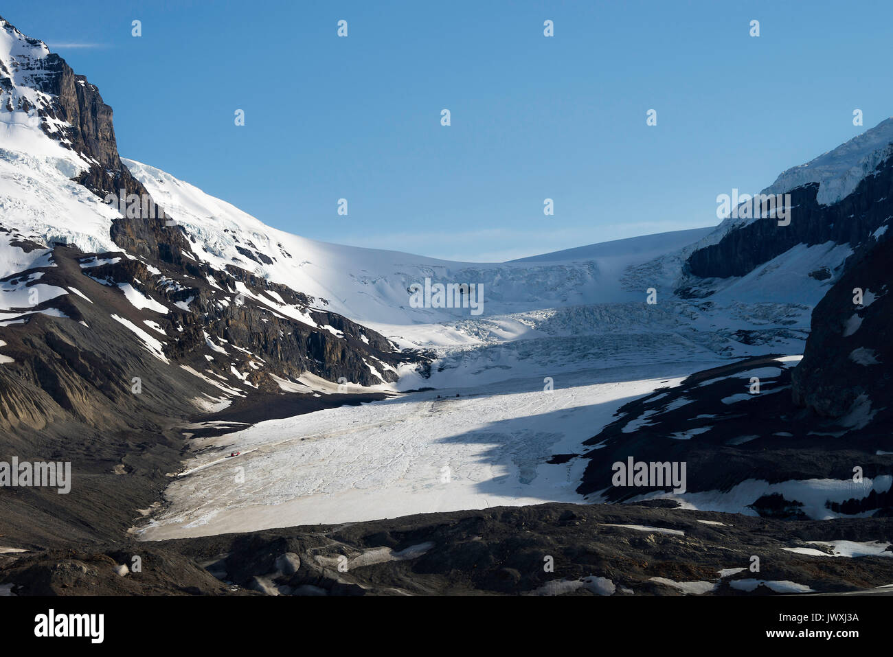 The Columbia Icefield with The Athabasca Glacier and Snow Covered ...