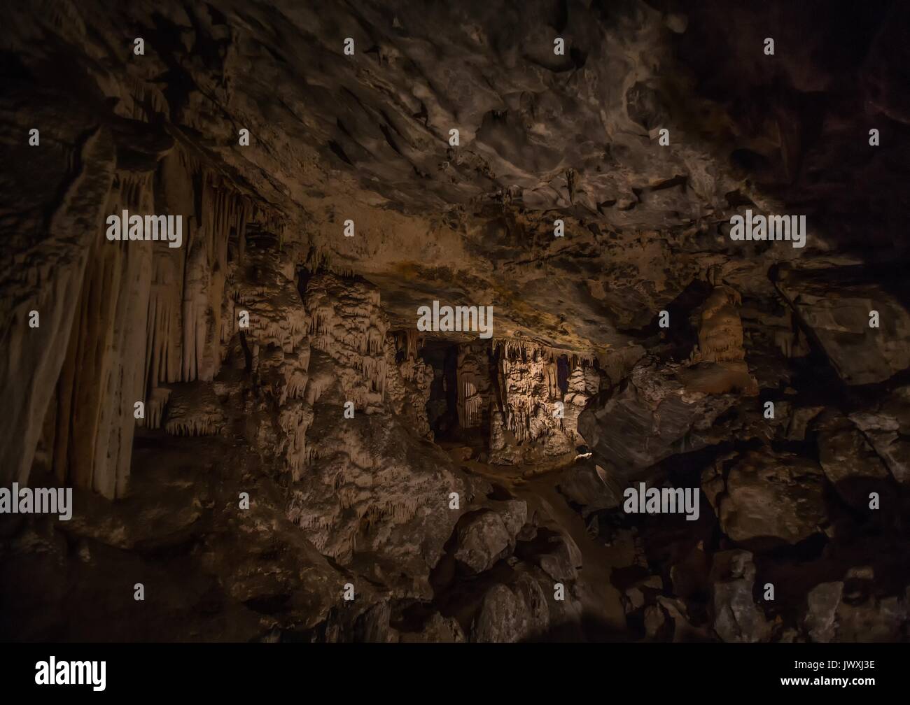 Flowstones in the famous Cango Caves in South Africa during summer ...