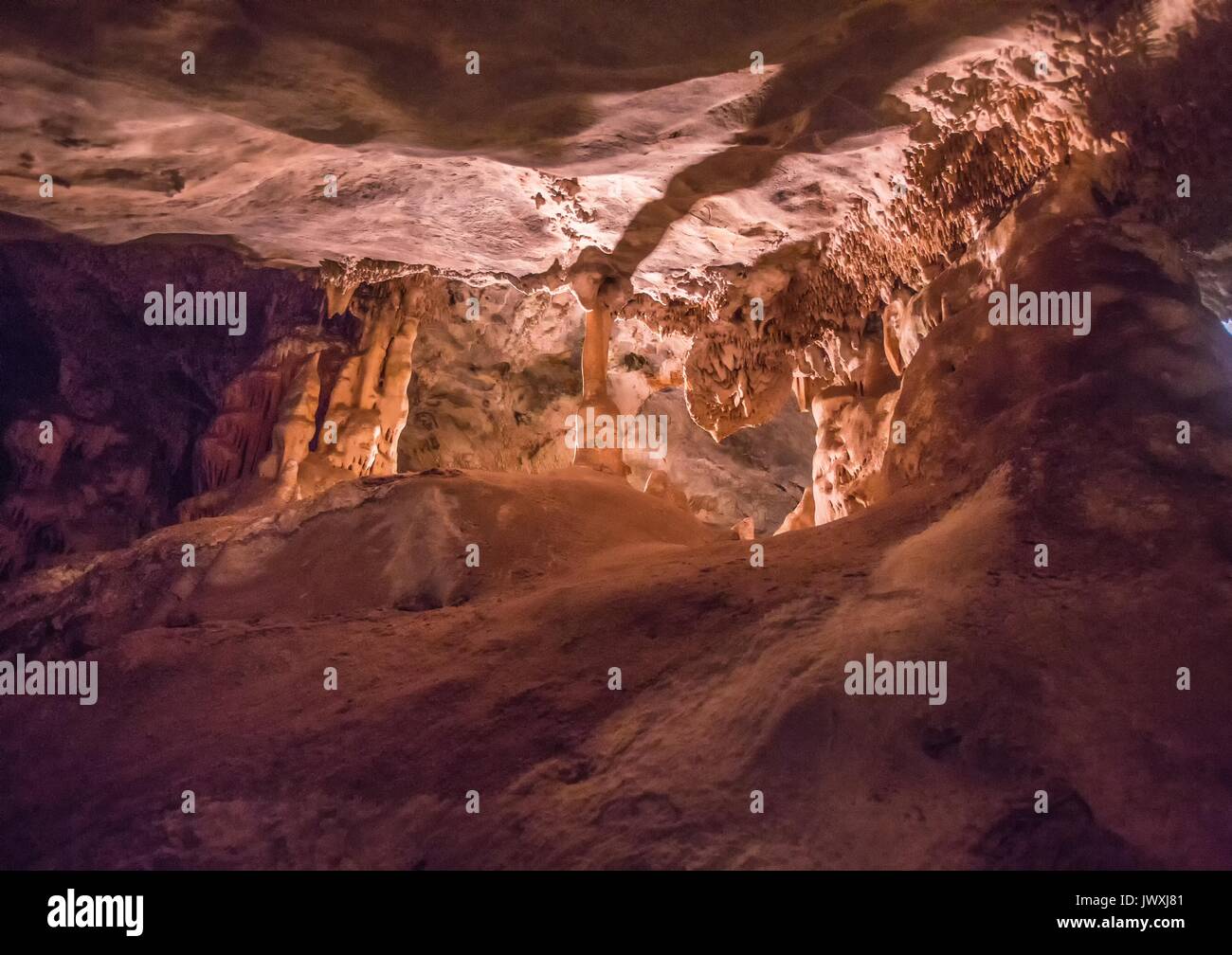 Flowstones in the famous Cango Caves in South Africa during summer ...
