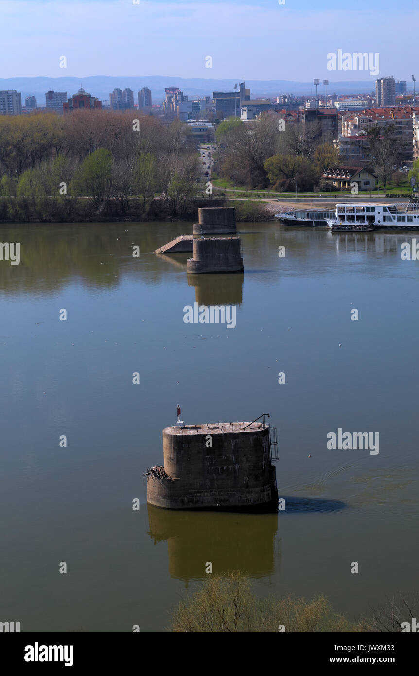 Old bridge pillars on Danube, Novi Sad, Serbia Stock Photo - Alamy
