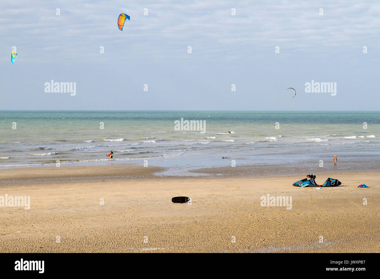 Spring landscape by the ocean on the coast of Normandy, France with ...