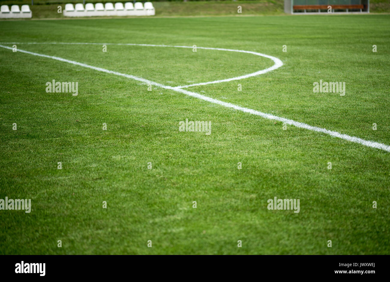White line on a green football field Stock Photo - Alamy