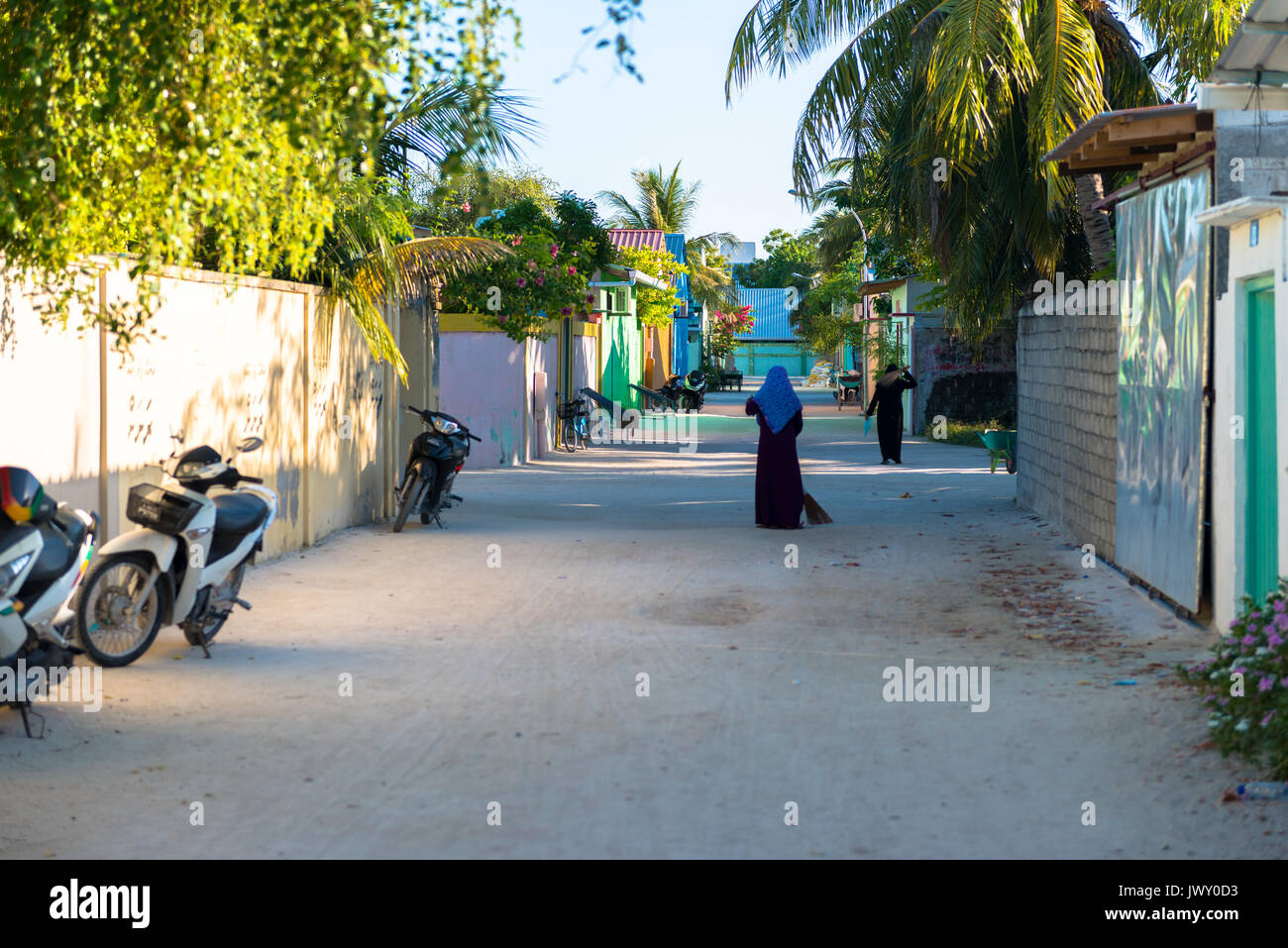 MAAFUSHI, MALDIVES - MARCH 01, 2016: Horizontal picture of muslim local ...