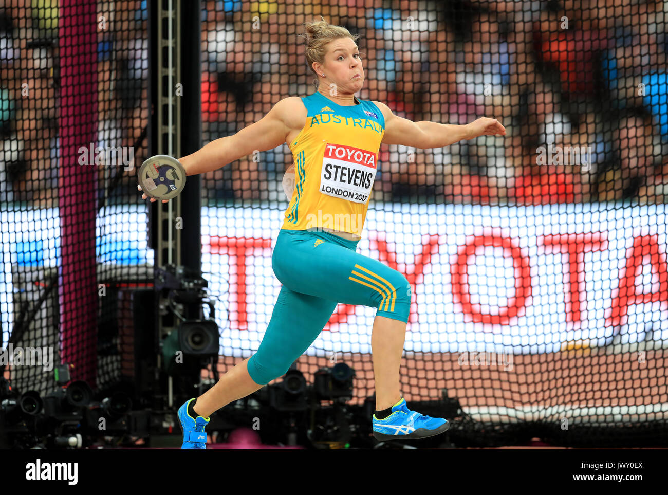 Australia's Dani Steven's competes in the Women's Discus throw final ...