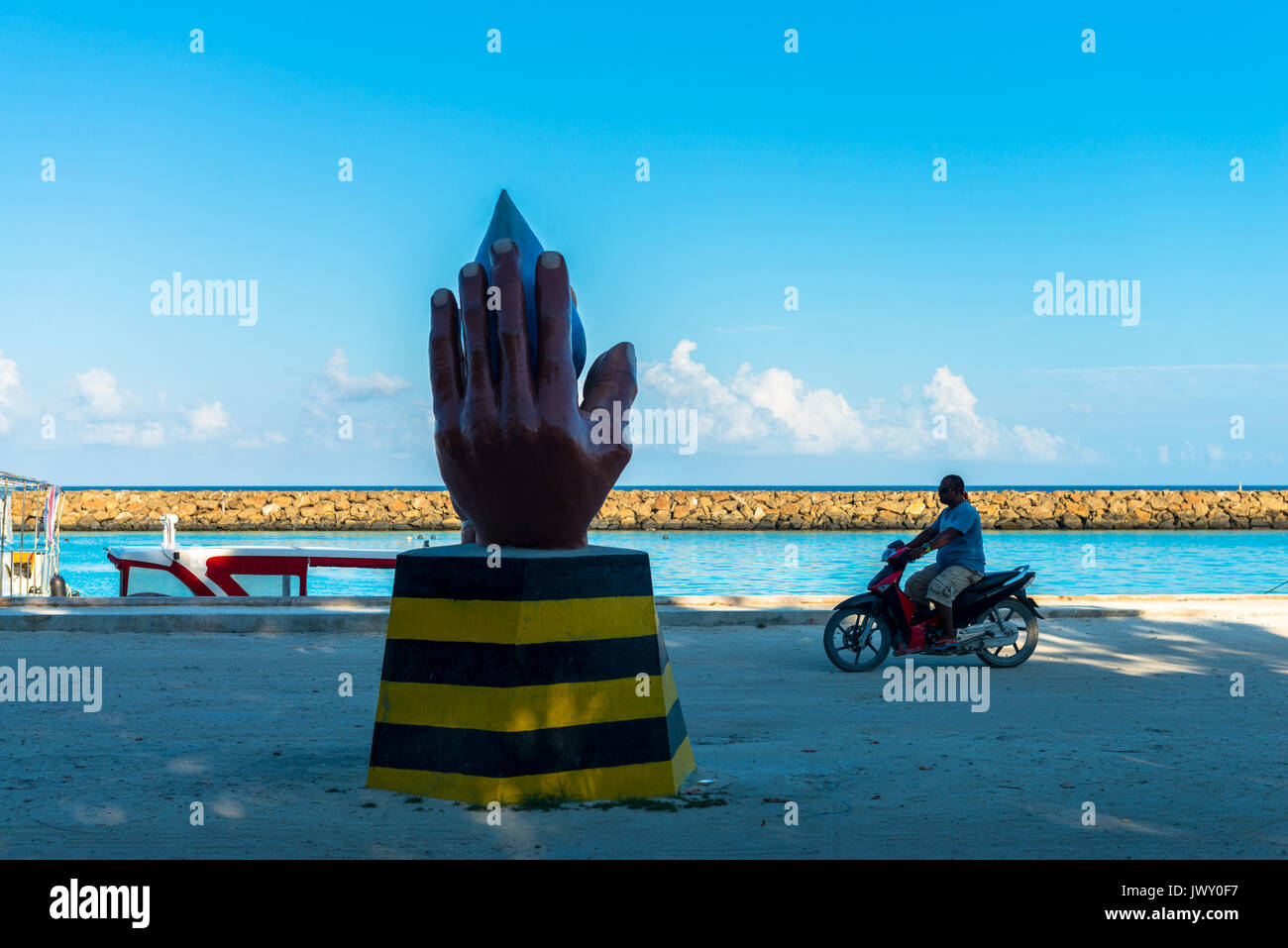 MAAFUSHI, MALDIVES - MARCH 01, 2016: Horizontal picture of native local ...