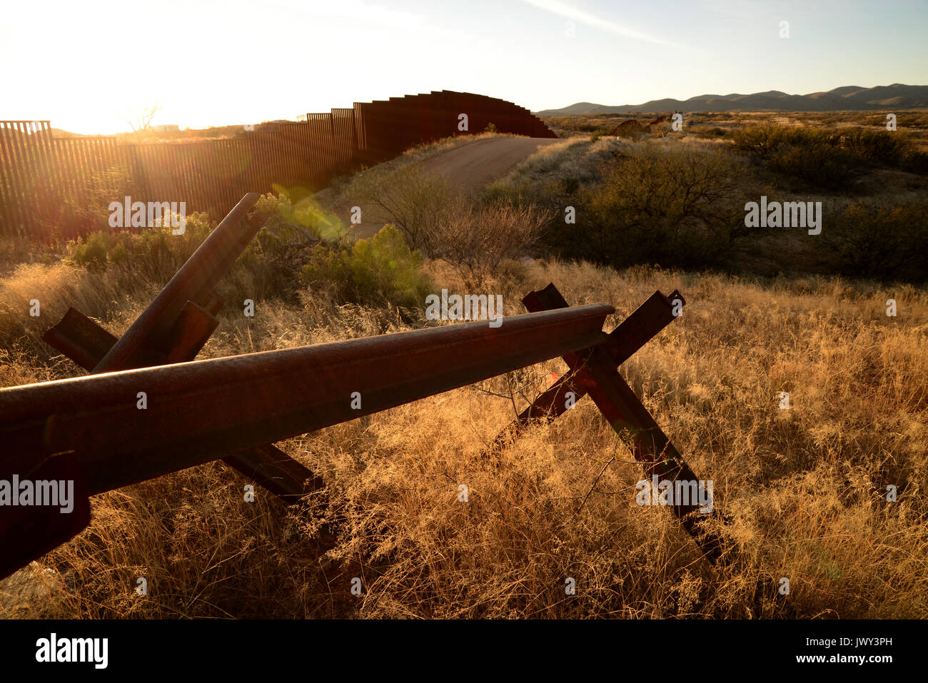 A wall separates Sasabe, Arizona, USA, from Sasabe, Sonora, MEX, as ...