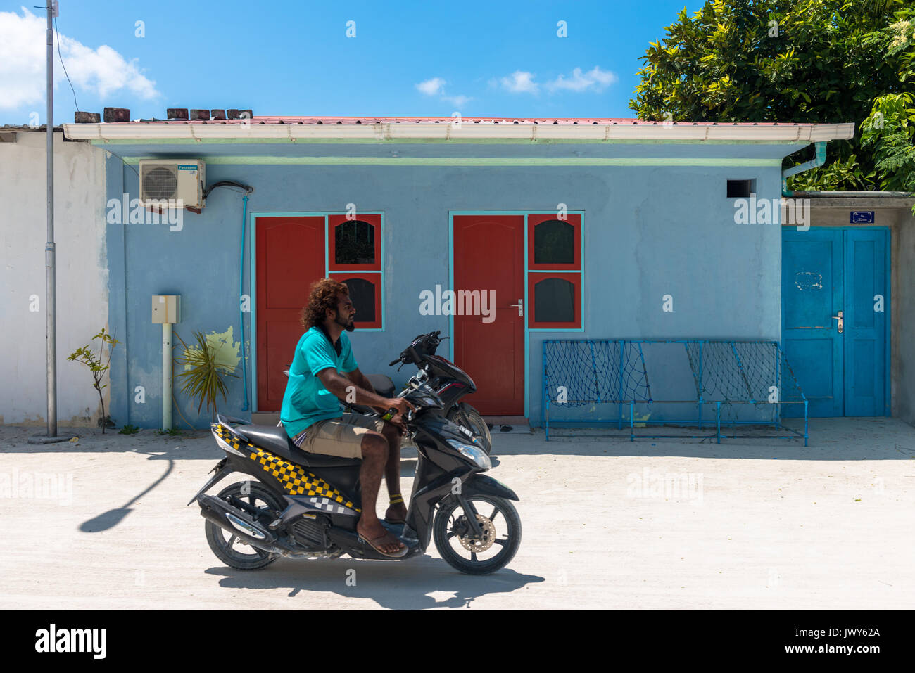 MAAFUSHI, MALDIVES - MARCH 02, 2016: Horizontal picture of native local ...