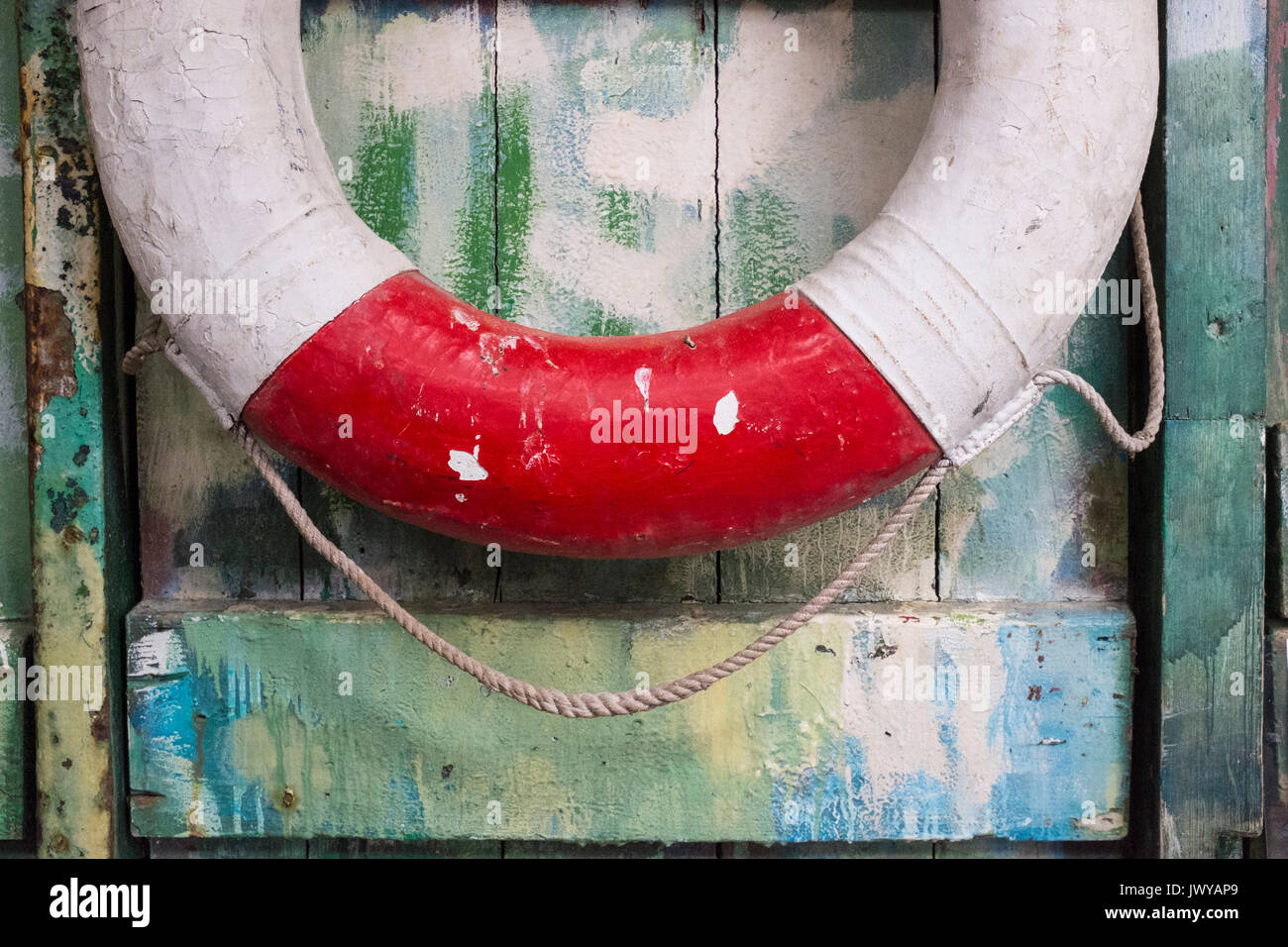 lifebuoy on a ship in the Shetland Islands Stock Photo - Alamy