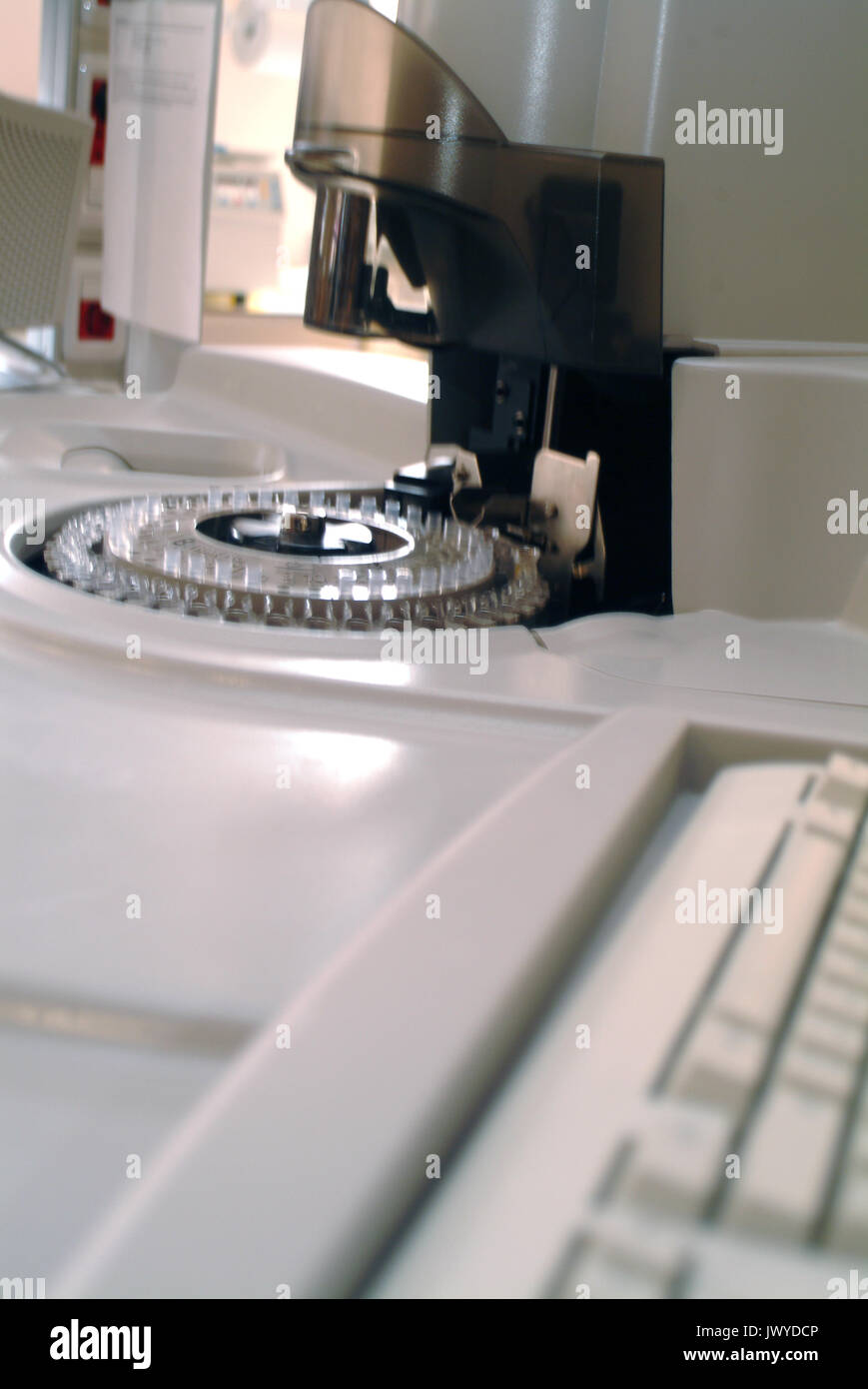 laboratory assistant analyzes of DNA sequence on the computer Stock ...