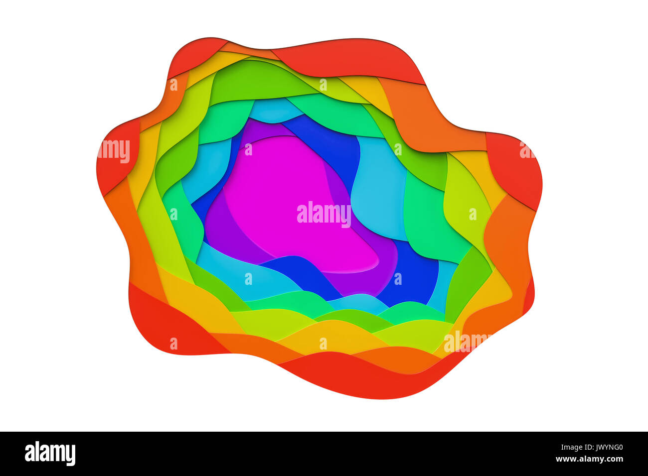 Abstract colorful colors, cut waves background. 3D rendering Stock ...