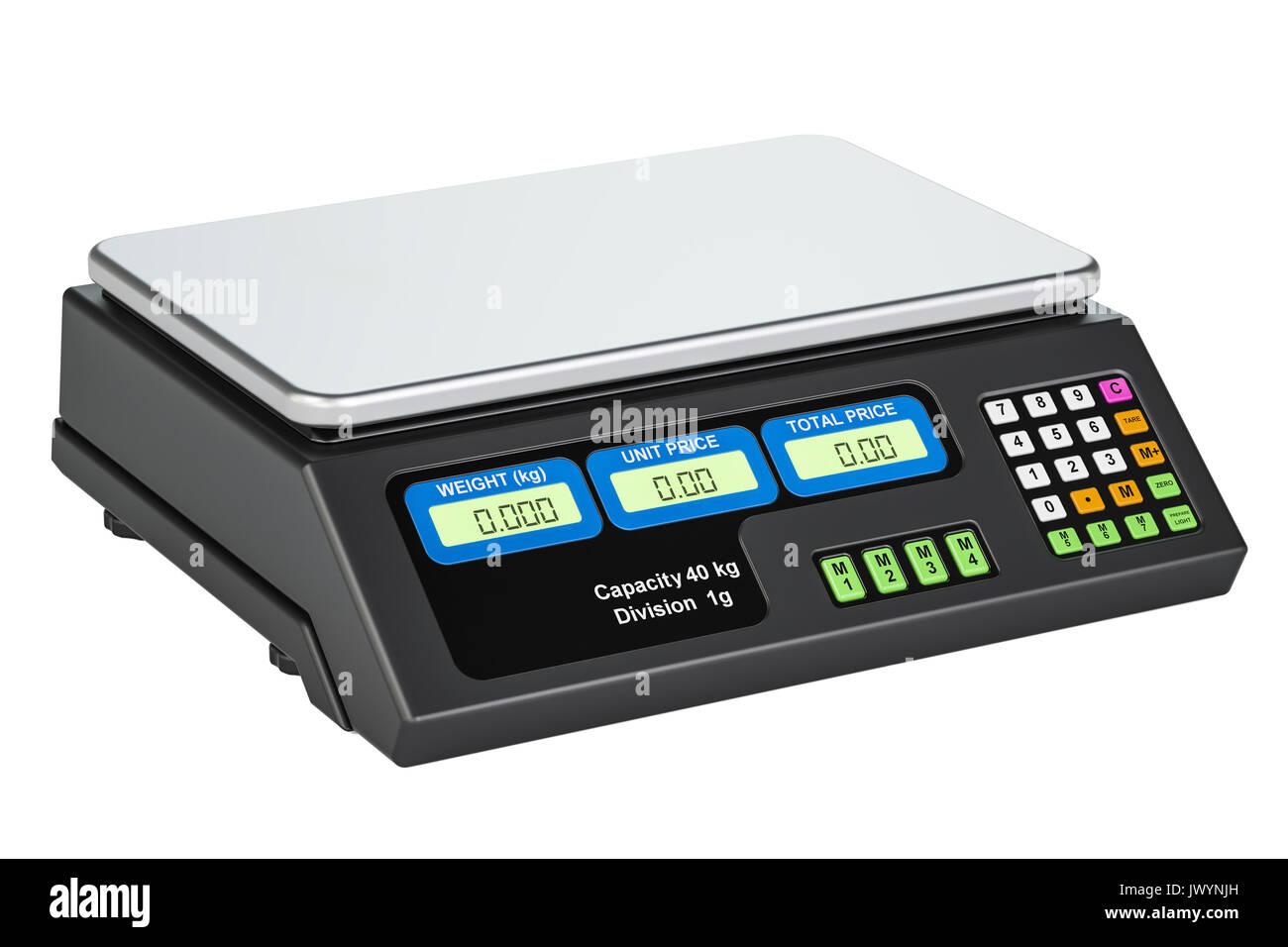Price computing scale, 3D rendering isolated on white background Stock ...