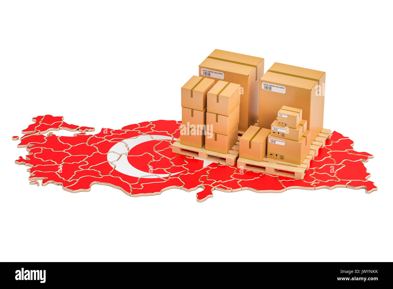 Shipping and Delivery from Turkey isolated on white background Stock ...