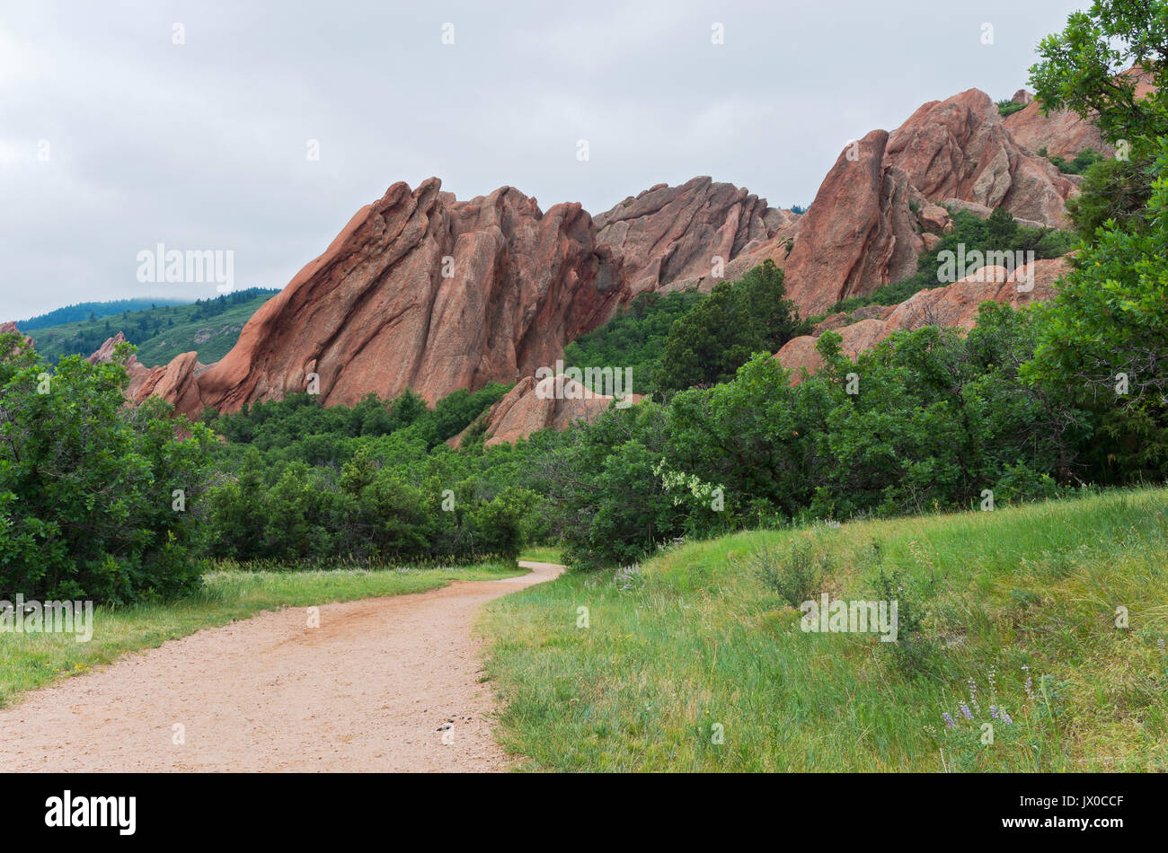 along a hiking trail through the valley at roxborough state park in ...