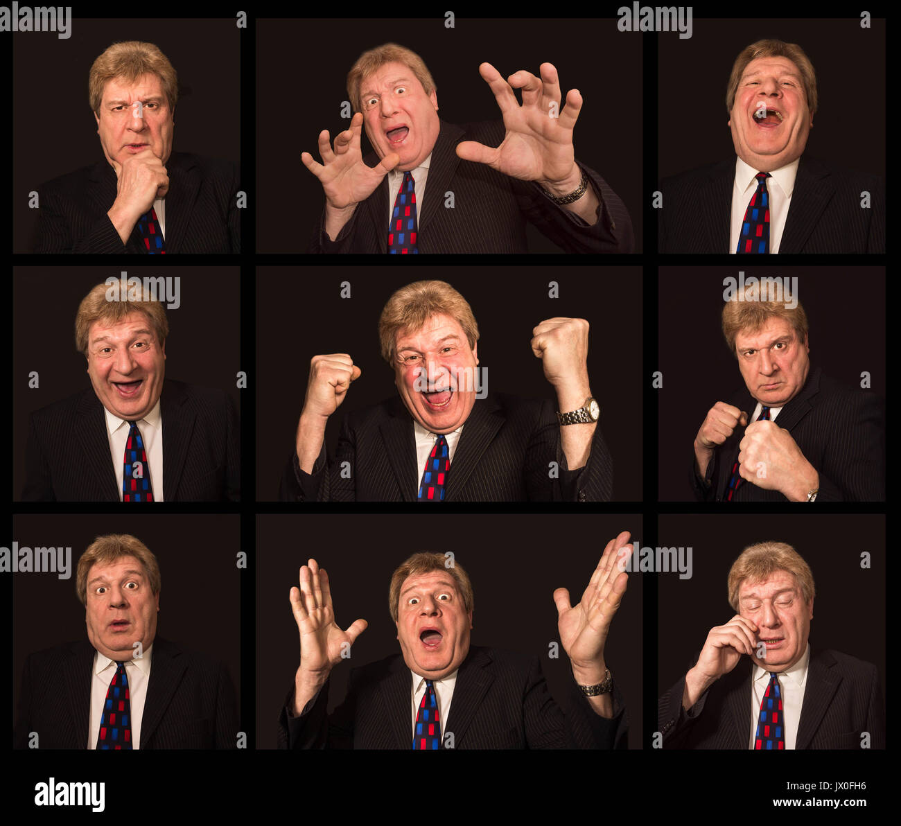 The collage from different male face expressions Stock Photo - Alamy