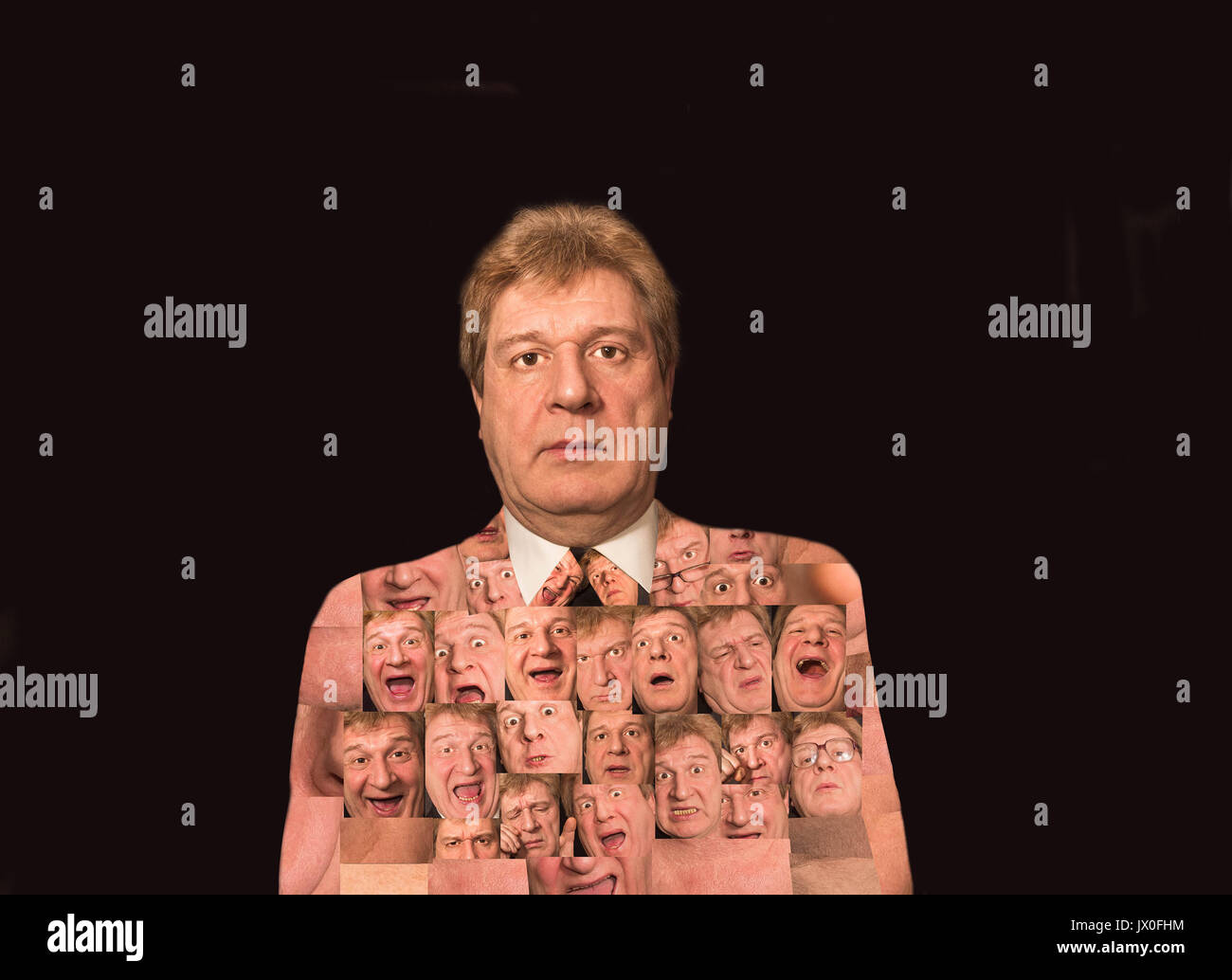 The collage from different male face expressions Stock Photo - Alamy