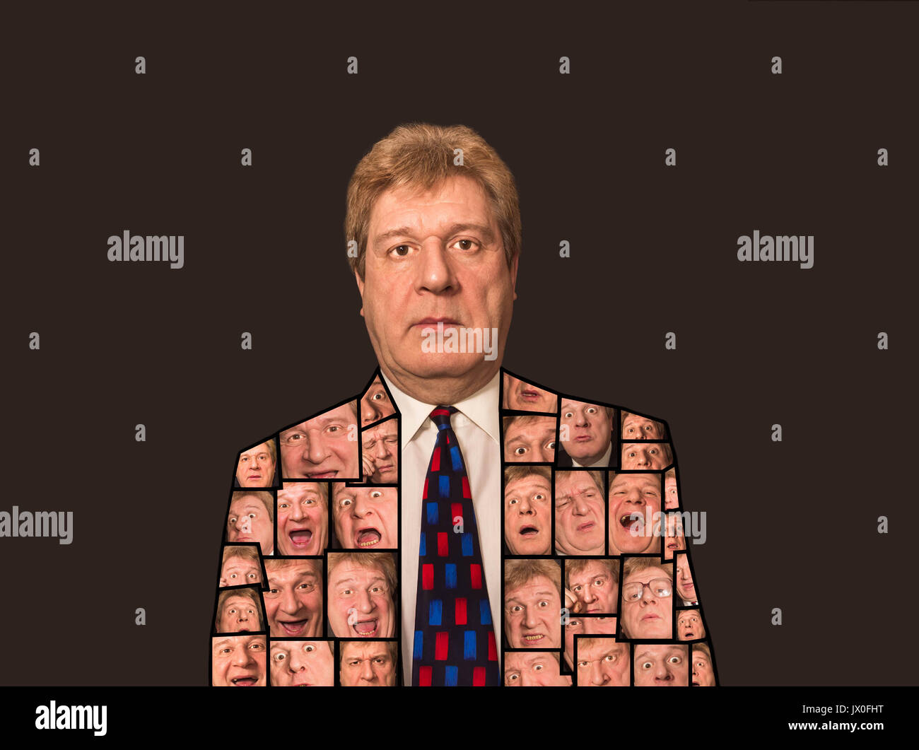 The collage from different male face expressions Stock Photo - Alamy