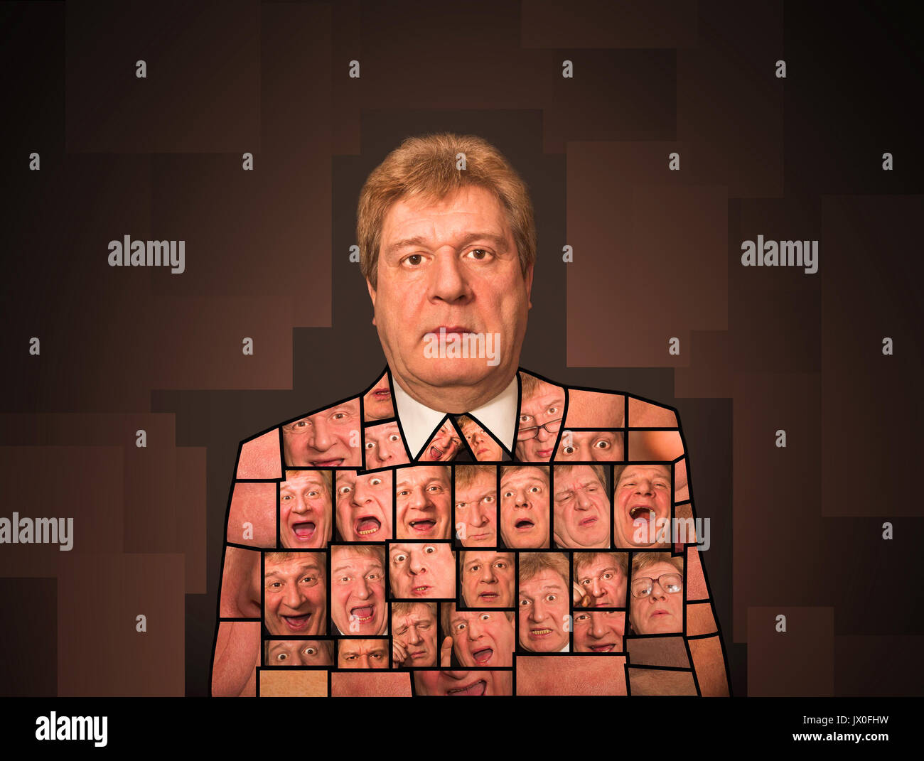 The collage from different male face expressions Stock Photo - Alamy