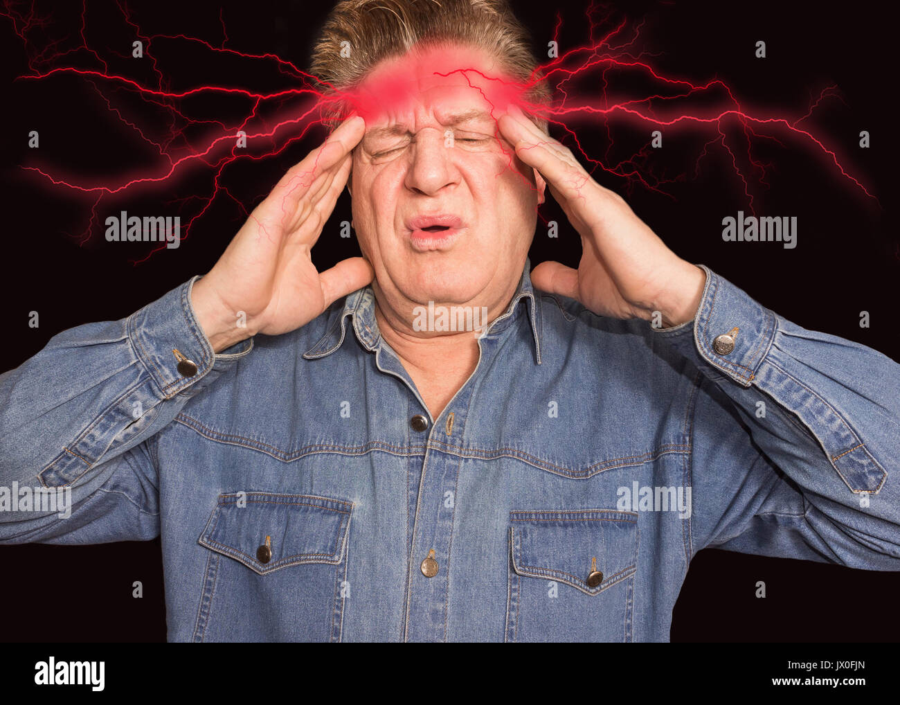 Senior man headache Stock Photo - Alamy
