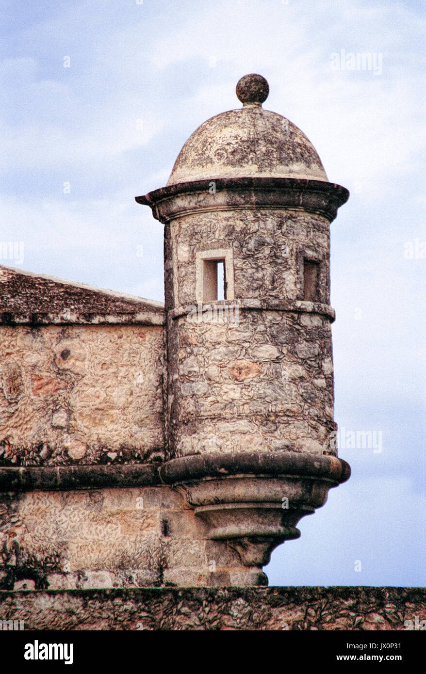 Fuerte de San Miguel or Fort St Michael in Campeche, Mexico. Turret or ...