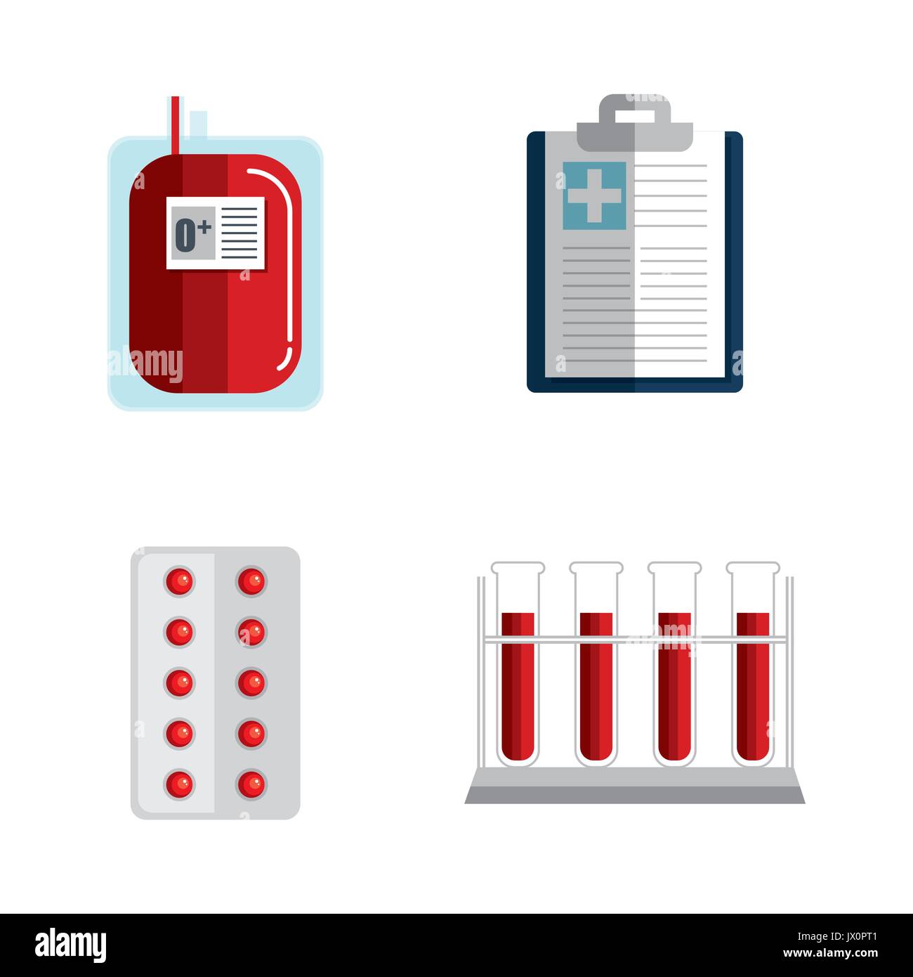 Blood donation related objects over white background vector ...