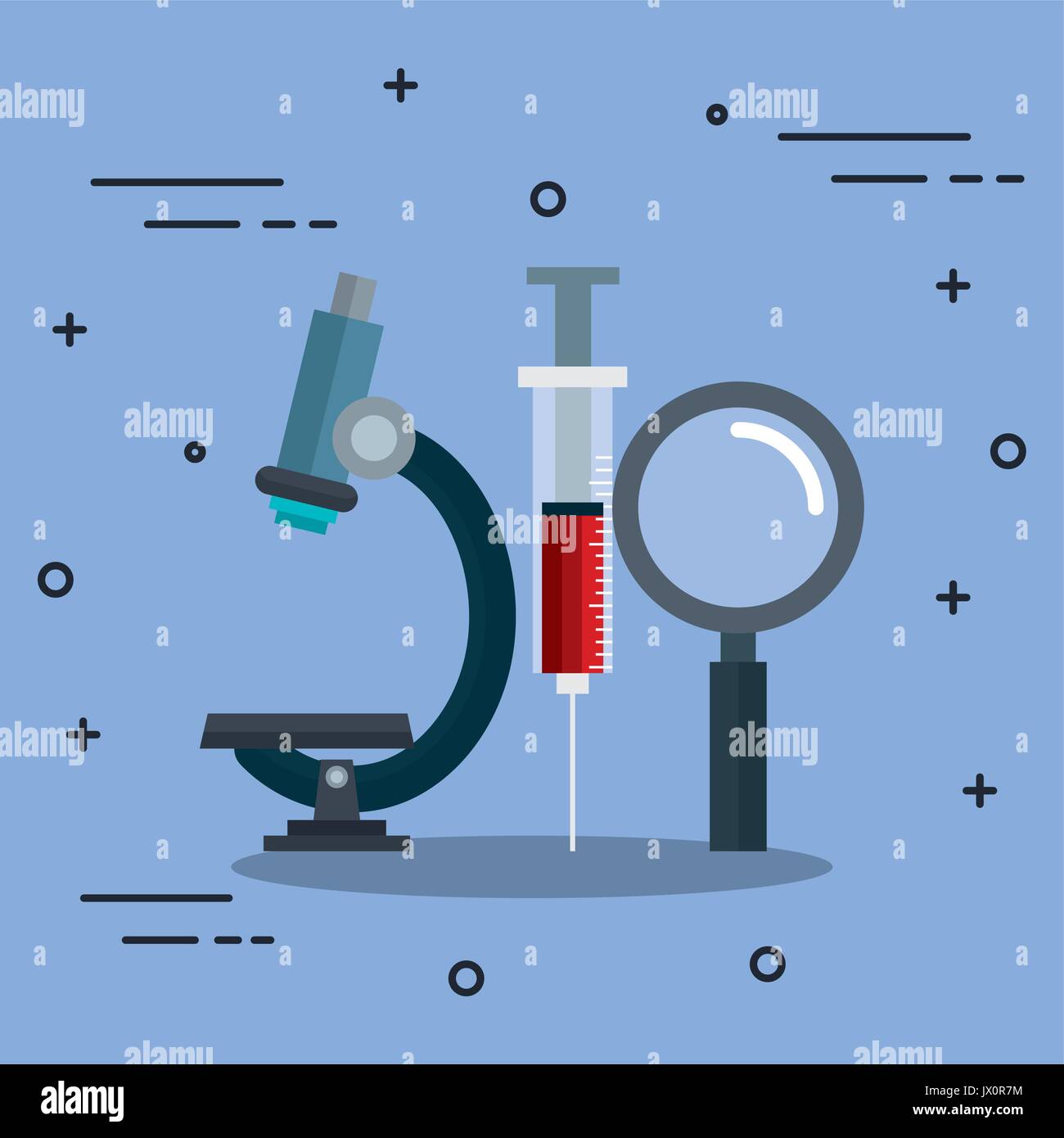 Medical science objects over blue background vector illustration Stock ...