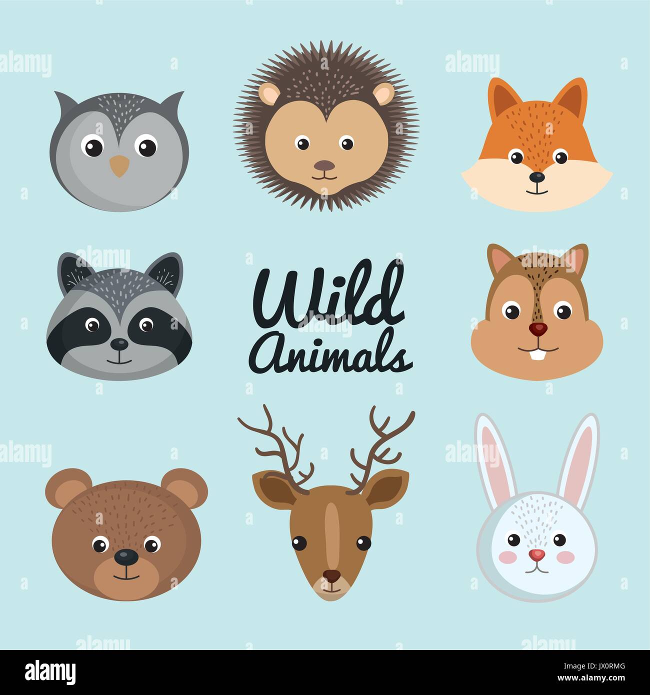cute wild animal nature fauna set image vector illustration Stock ...