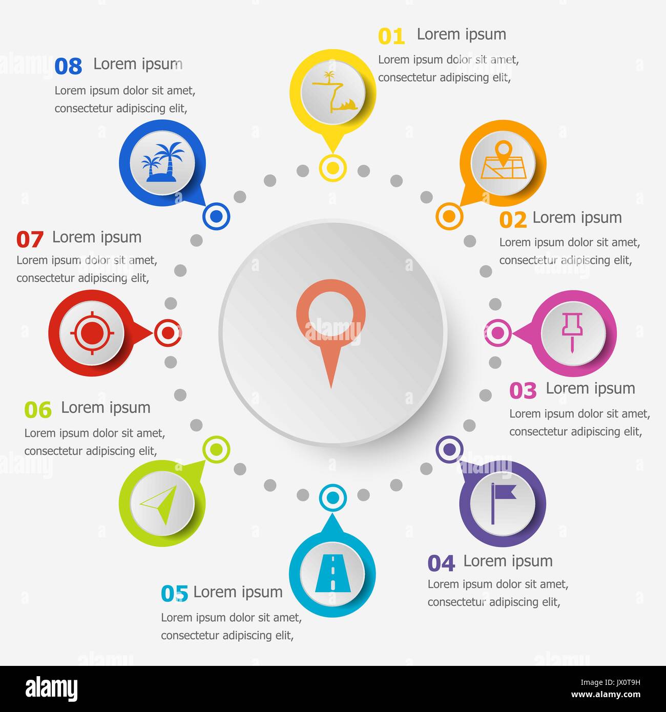 Infographic template with location icons, stock vector Stock Vector ...