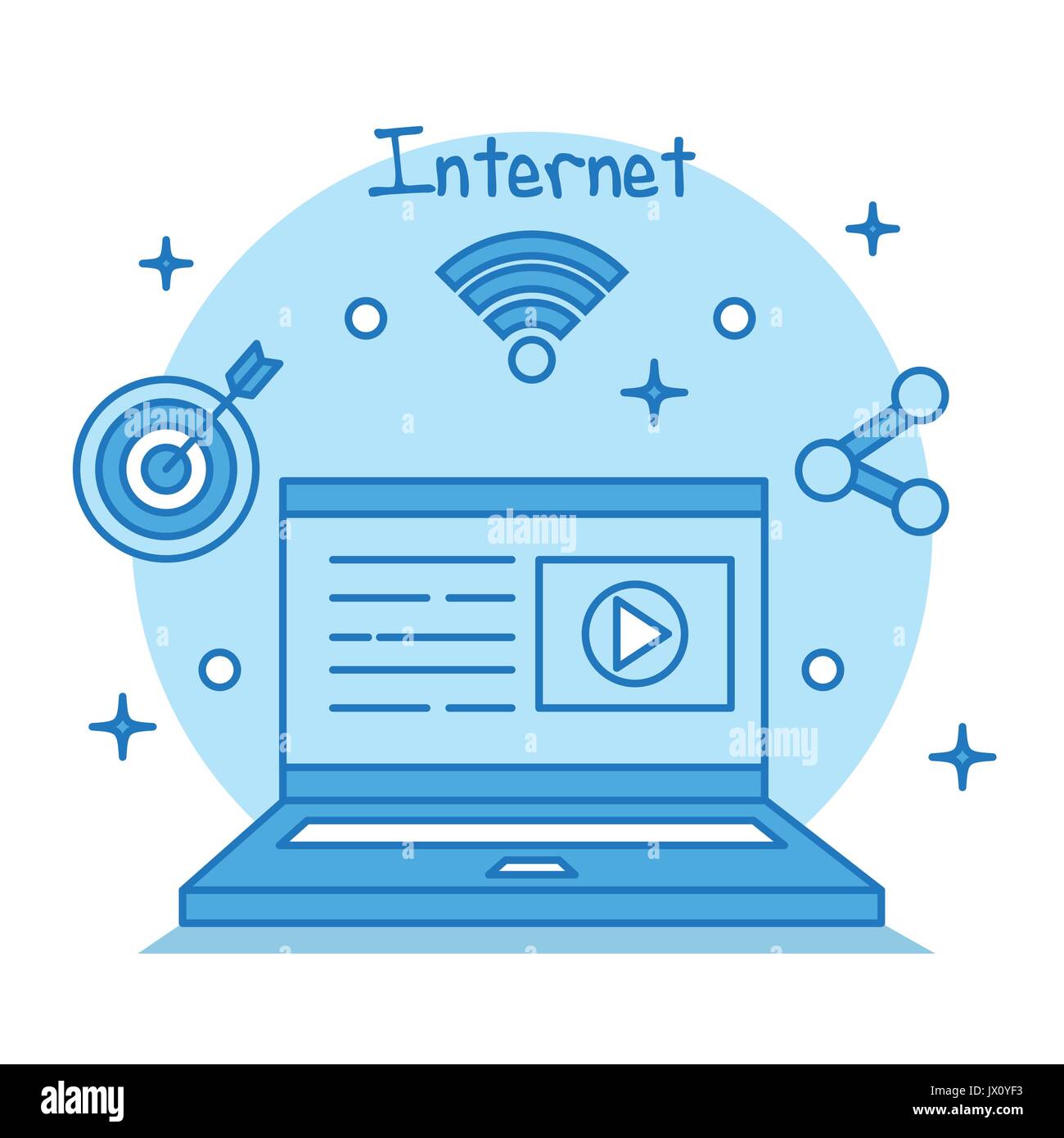 internet concept laptop connection media technology vector illustration ...