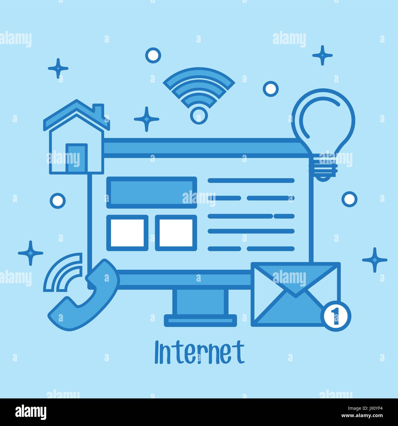 internet concept computer screen media network icons vector ...