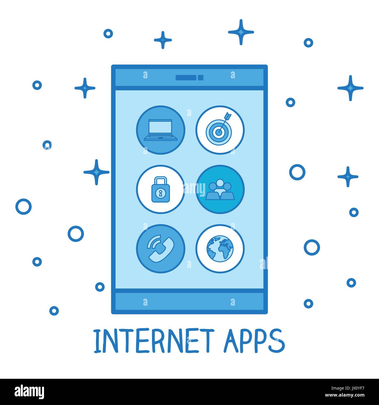 smartphone internet apps connected technology vector illustration Stock ...