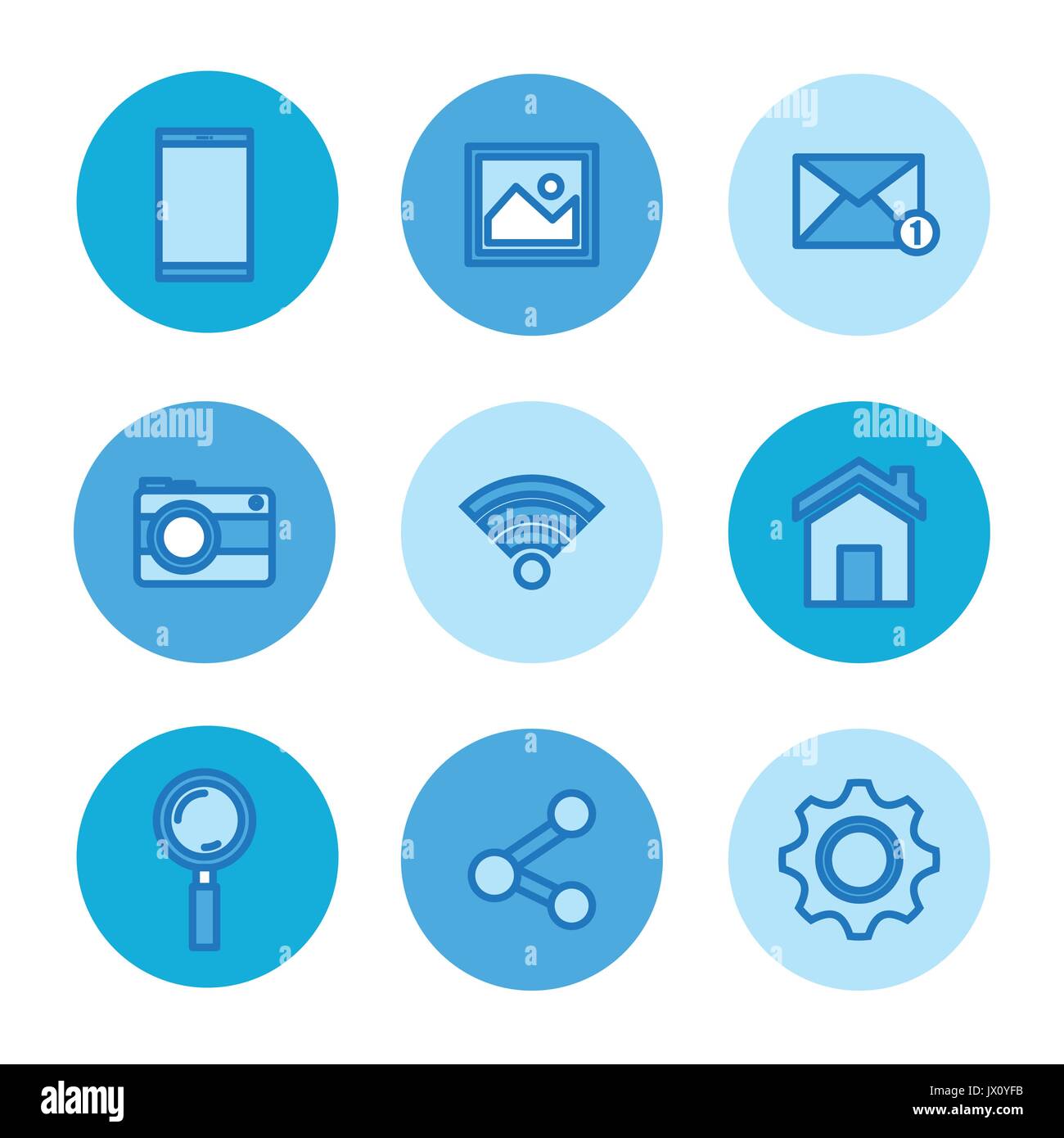 technology collection social media online items vector illustration ...