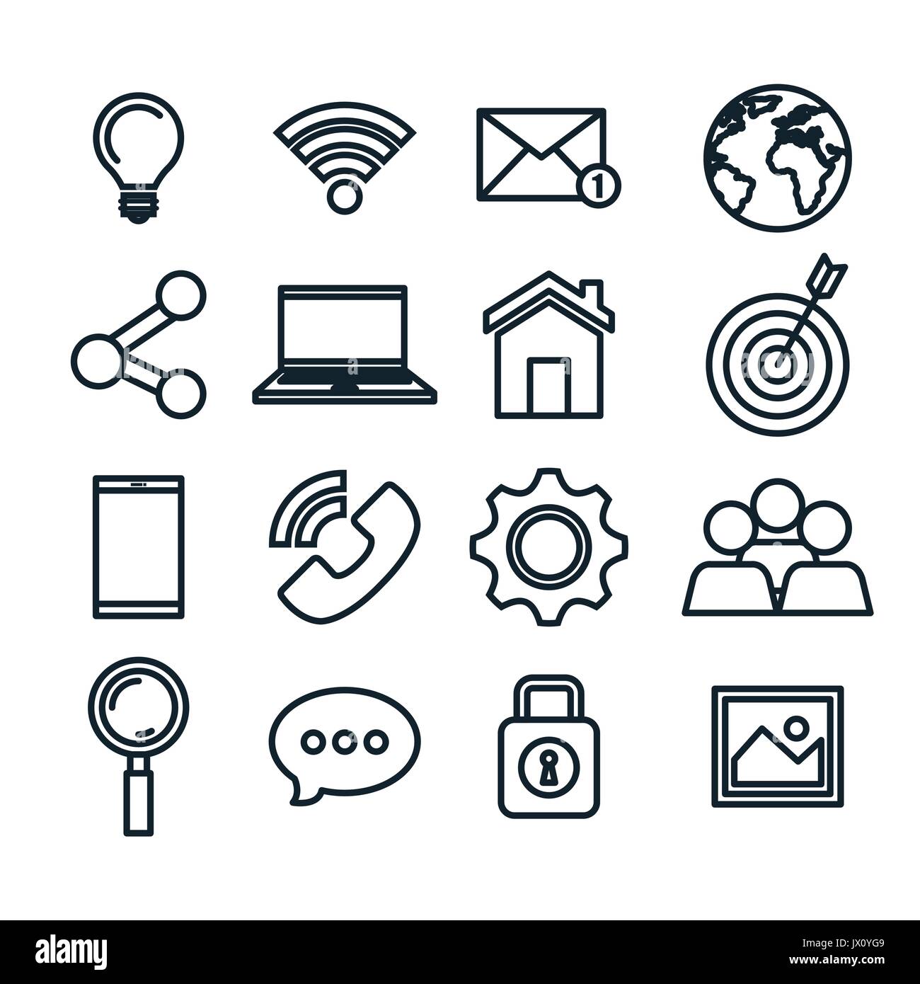technology collection social media online items vector illustration ...