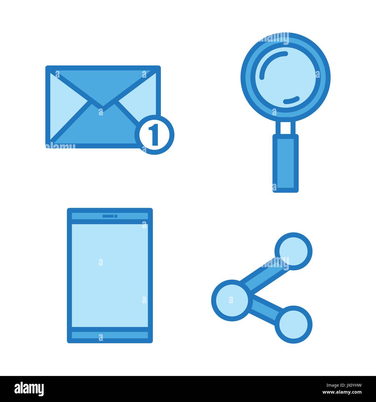 technology collection social media online items vector illustration ...