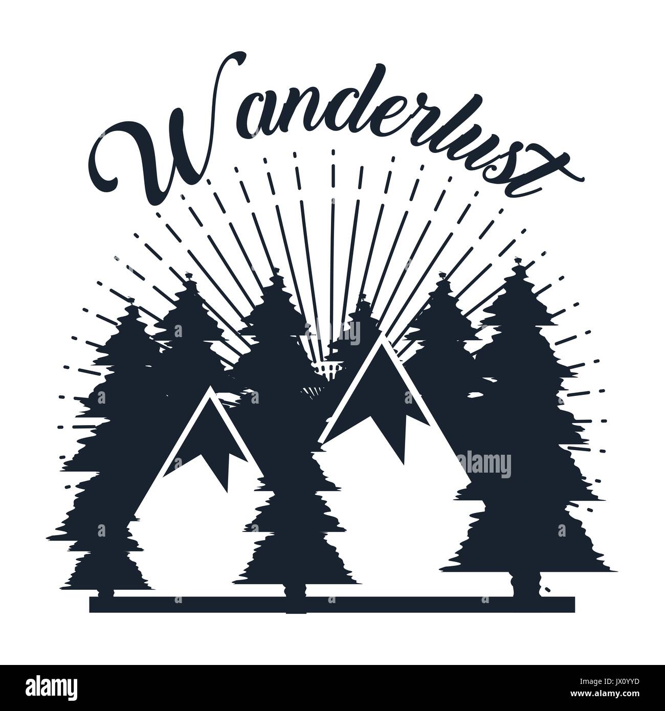 wanderlust hand drawn mountain adventure label nature vector ...