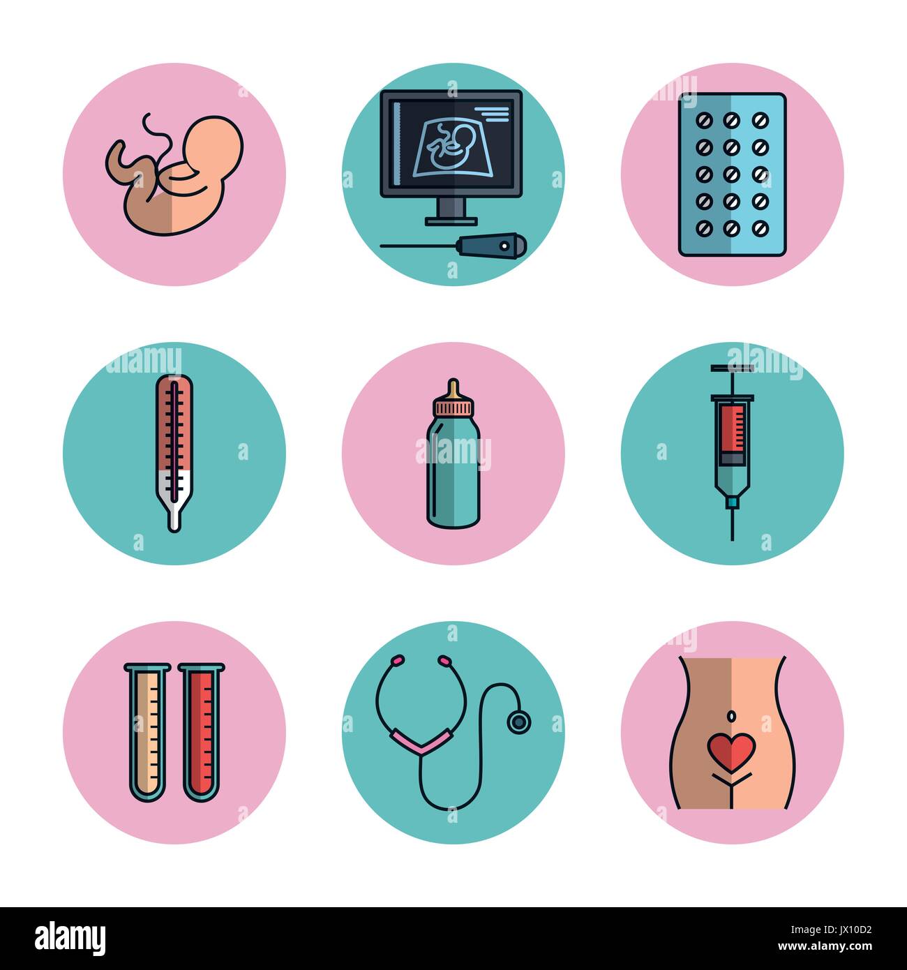 pregnancy maternity medical equipment elements health care vector ...