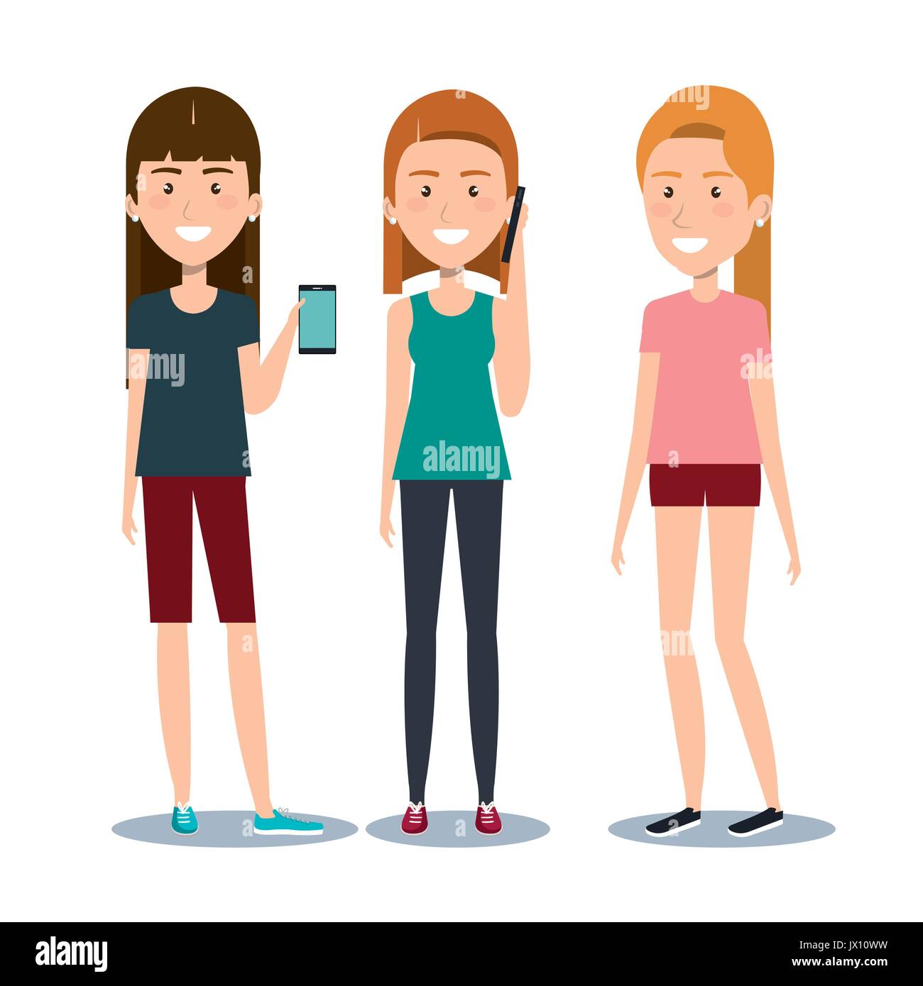 group of different young using mobile phones socializing on internet ...