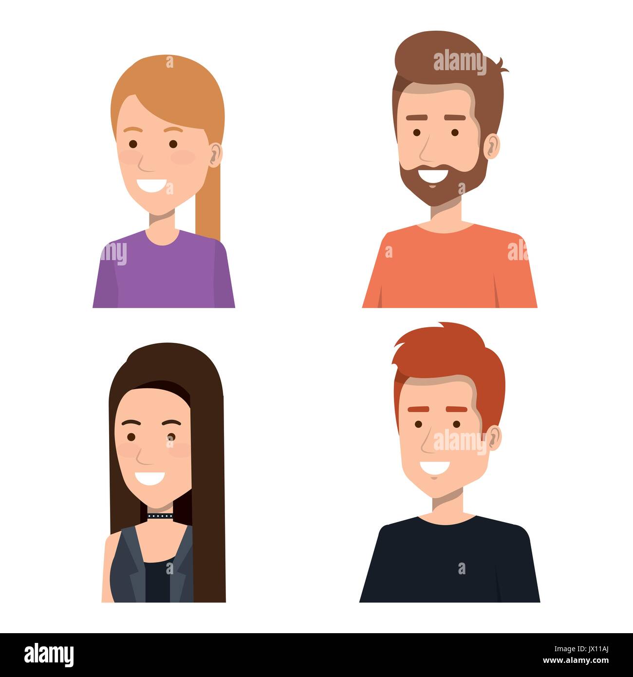 set of style young people smiling portrait vector illustration Stock ...