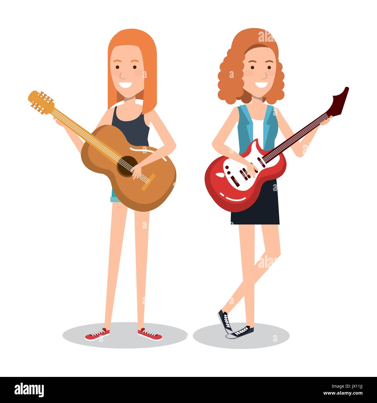 Two girls playing musical instruments Cut Out Stock Images & Pictures ...