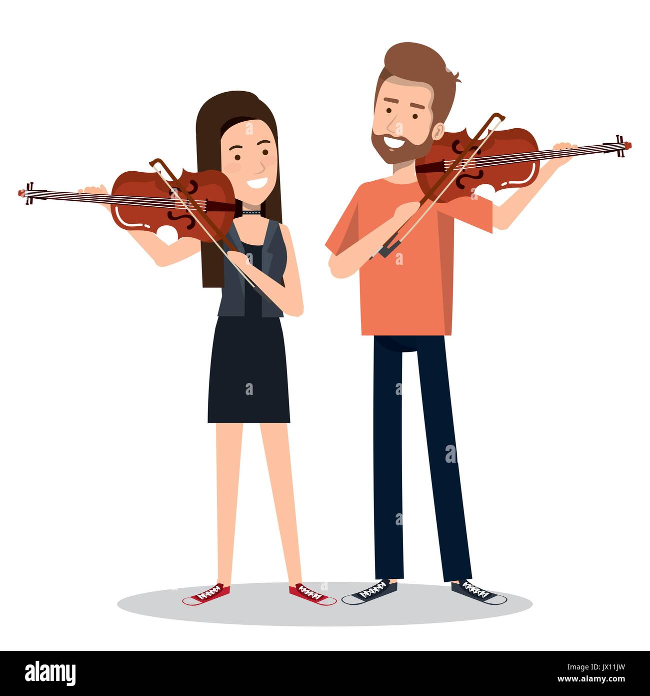 couple musicians playing musical instruments vector illustration Stock ...