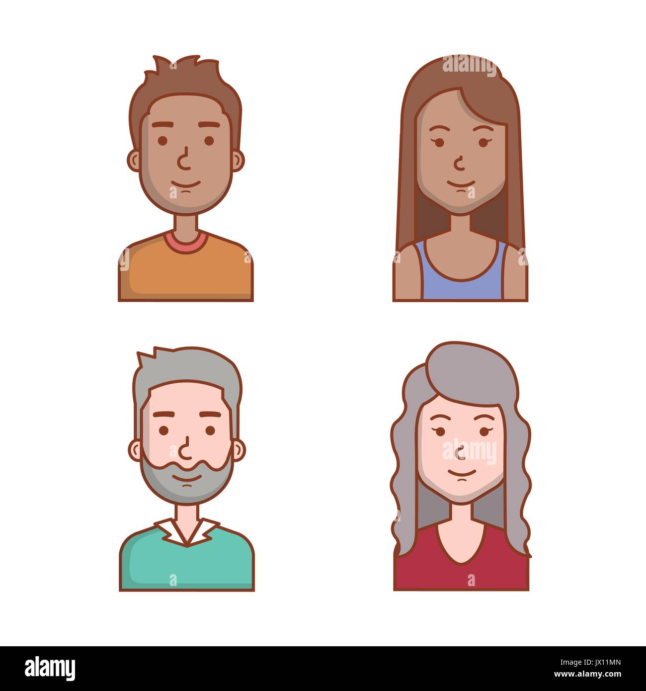 avatars people man and woman portrait set vector illustration Stock ...