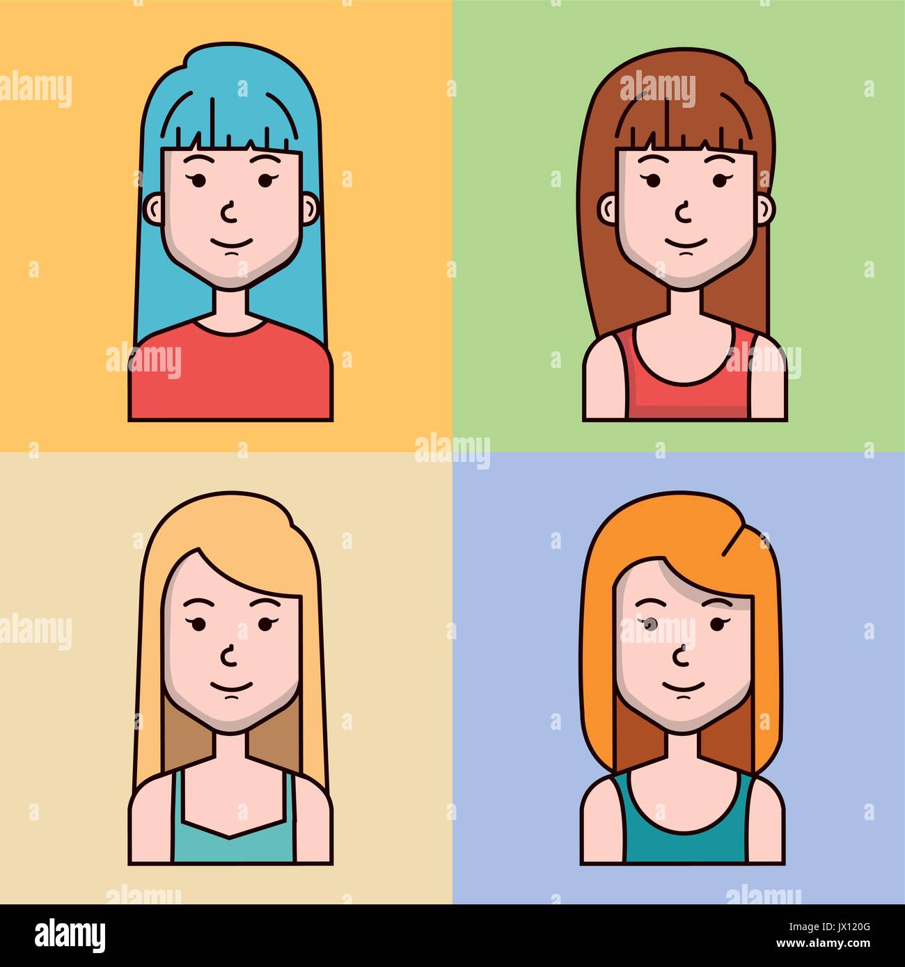 avatar people female group profile woman vector illustration Stock ...