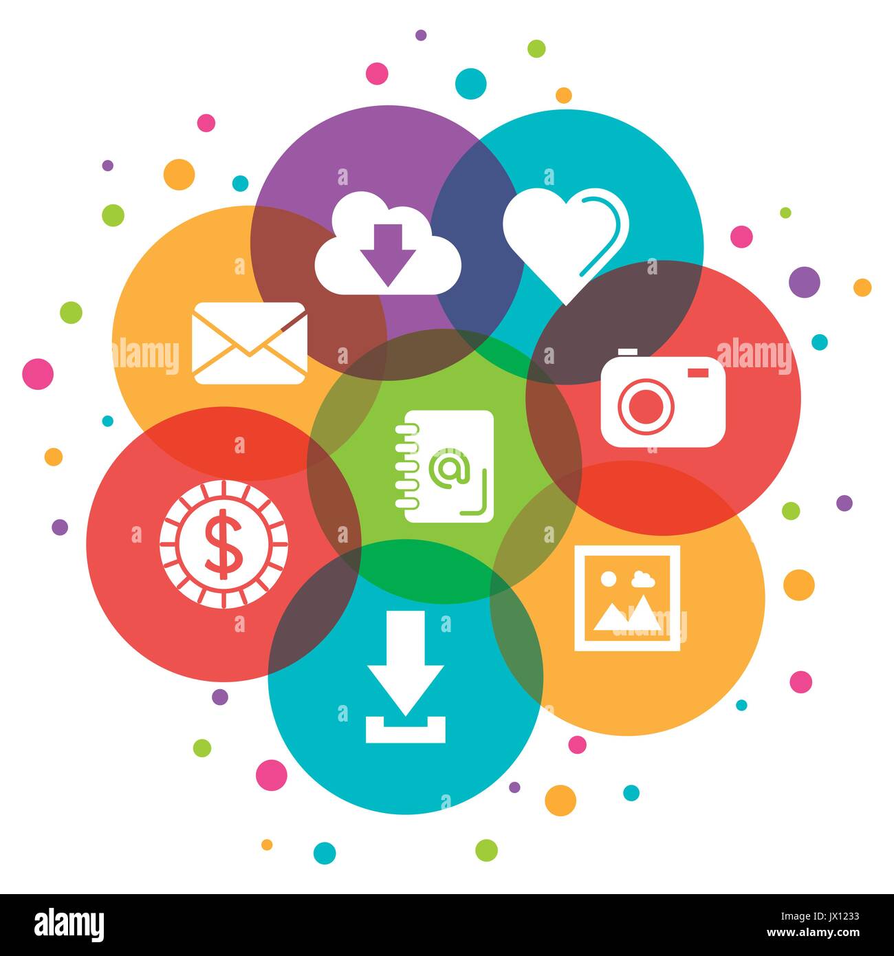 icons of social network color bubble over white background vector ...