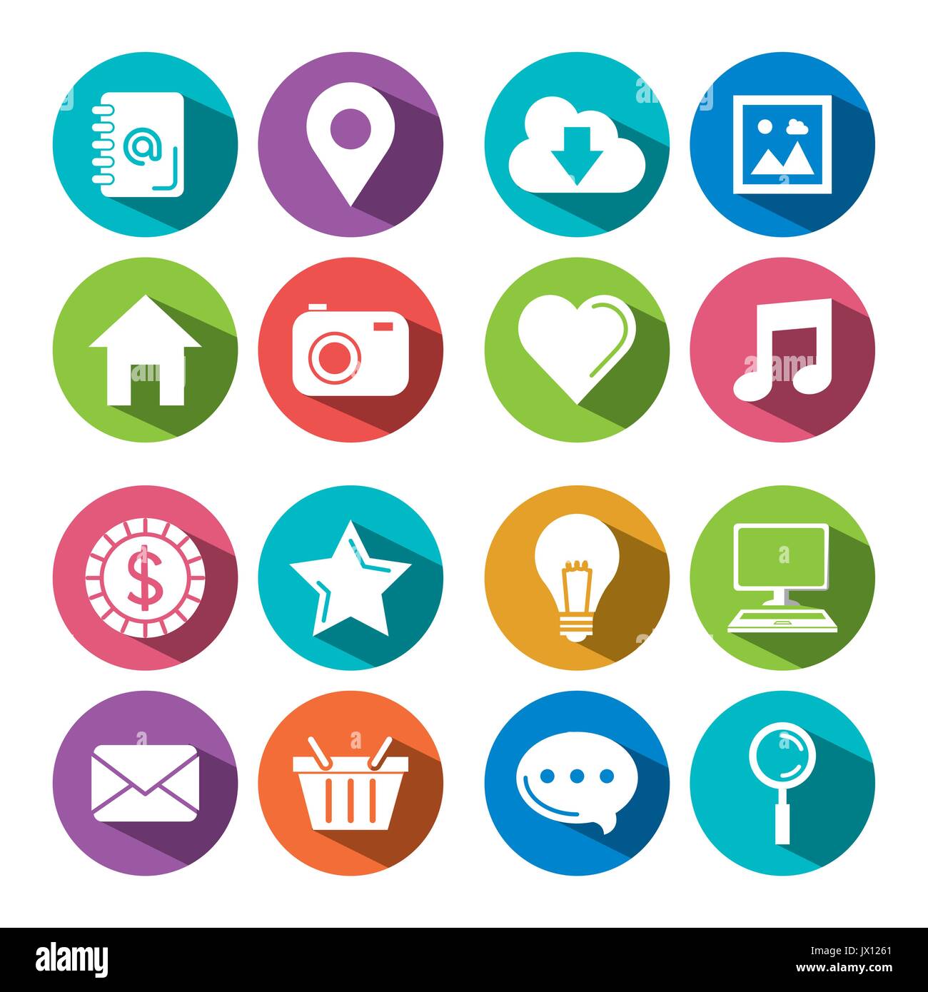 set of social media sign and symbol elements on white background vector ...