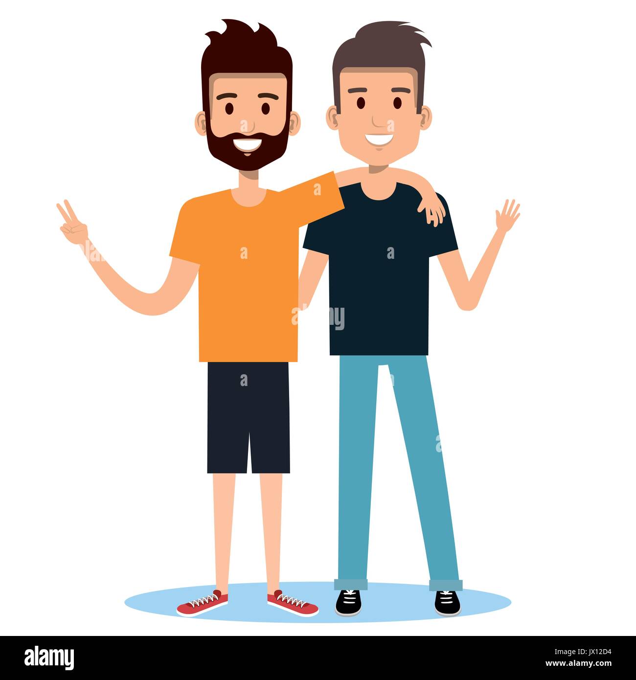 two boys hugging best friends happy smiling vector illustration Stock ...