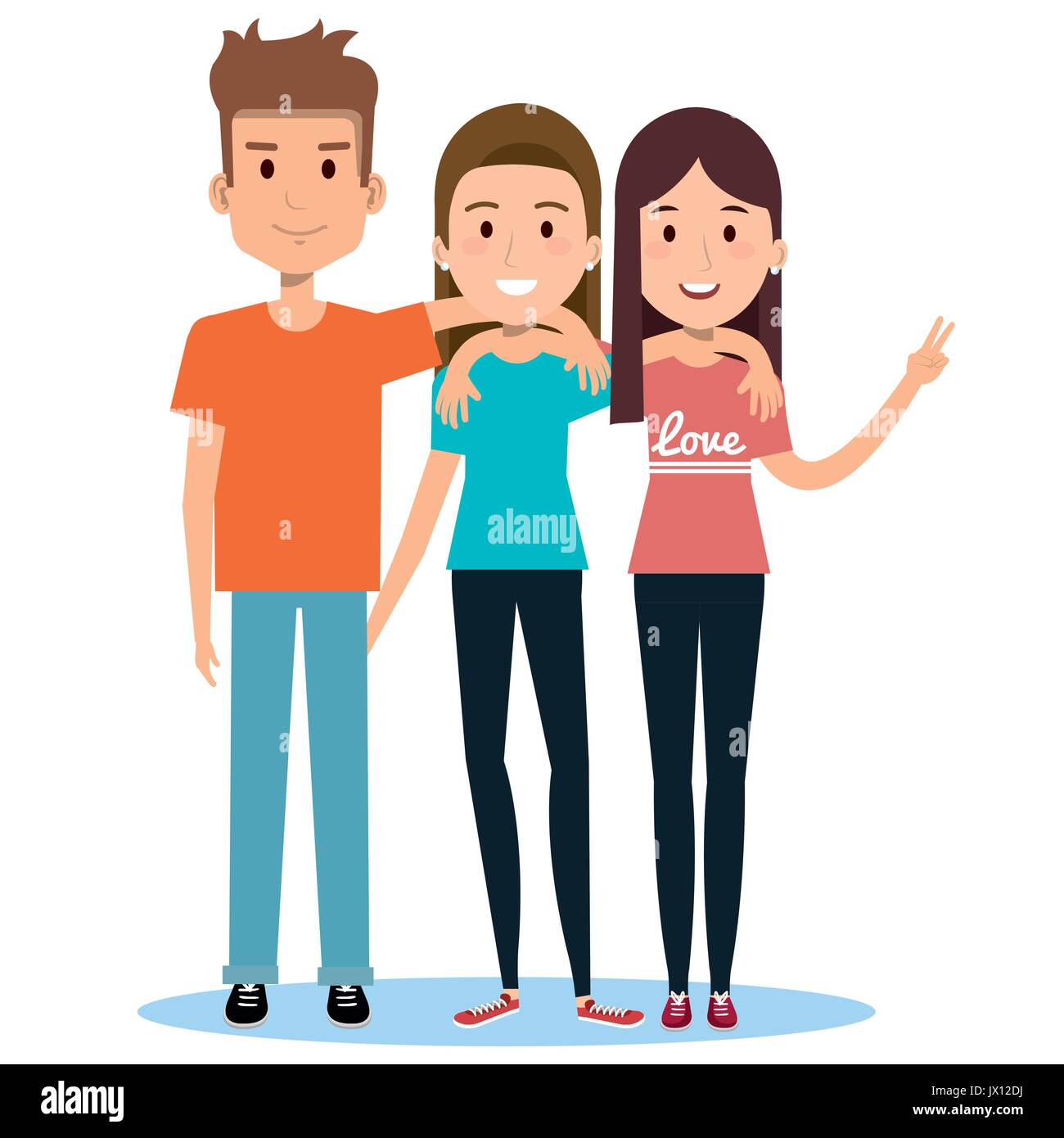 characters embracing three friends on white background vector ...