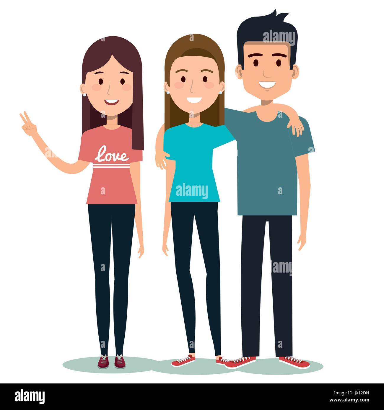 characters embracing three friends on white background vector ...